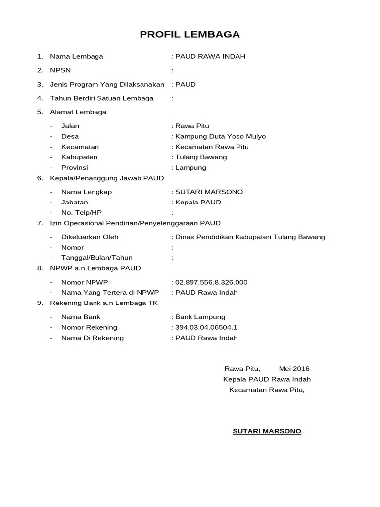 Profil Lembaga | PDF