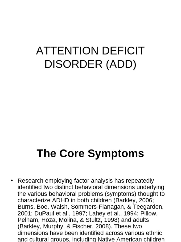 Attention Deficit Disorder (Add) | PDF | Attention Deficit ...
