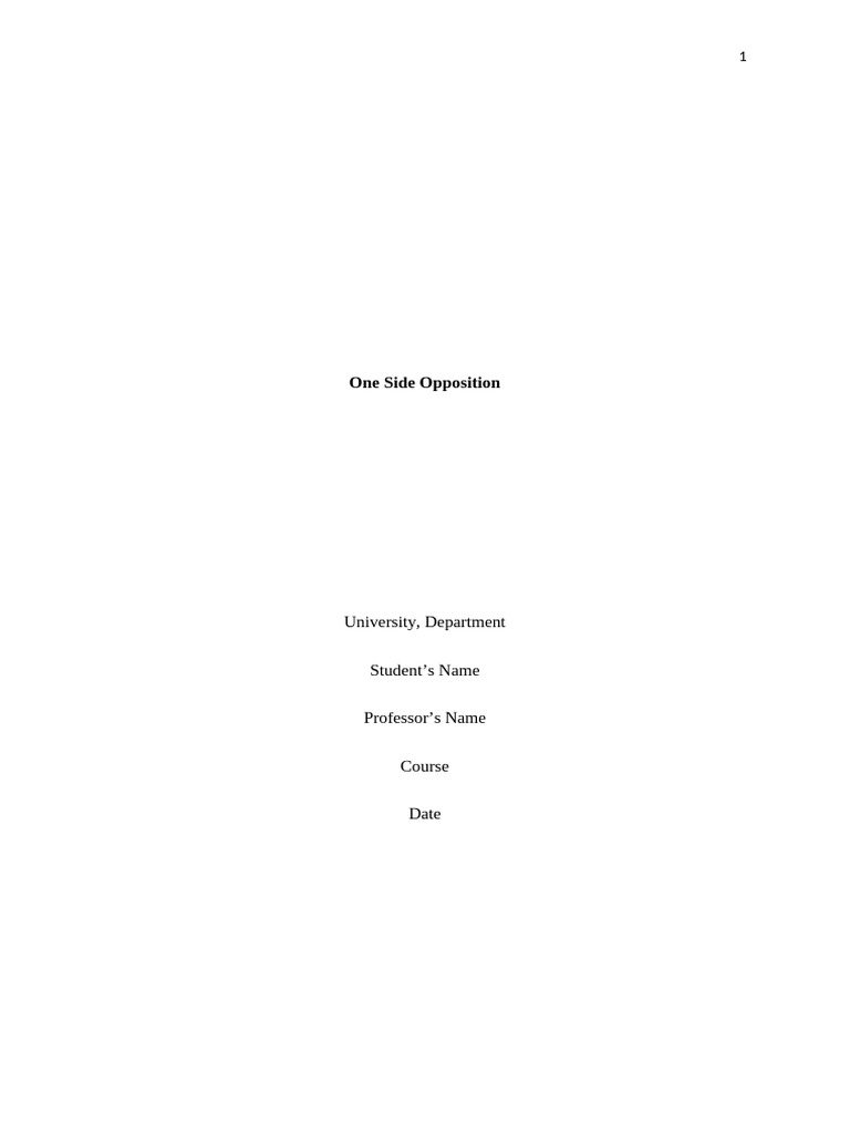 One Side Opposition | PDF | Methodology | Qualitative Research