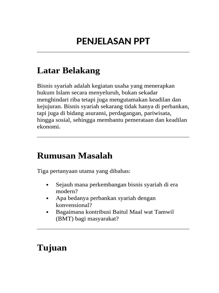 PENJELASAN PPT Bisnis Syariah | PDF