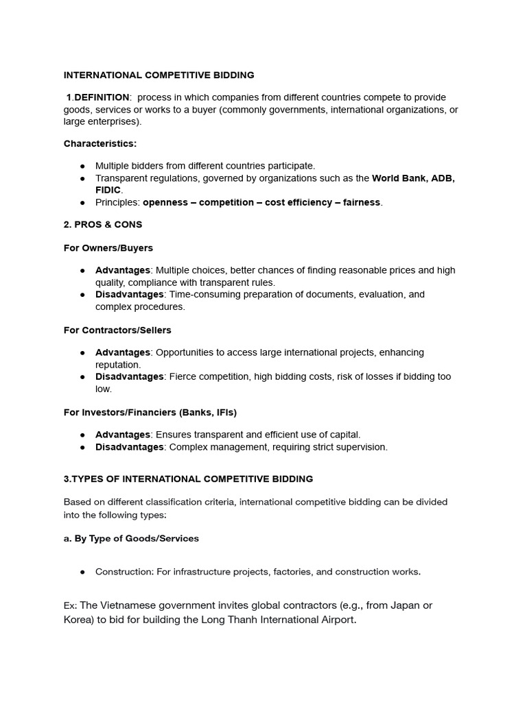 Understanding International Competitive Bidding | PDF | Procurement ...
