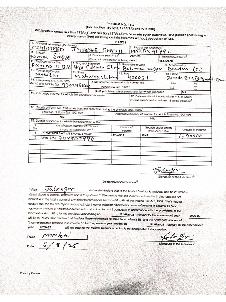 15g form | PDF