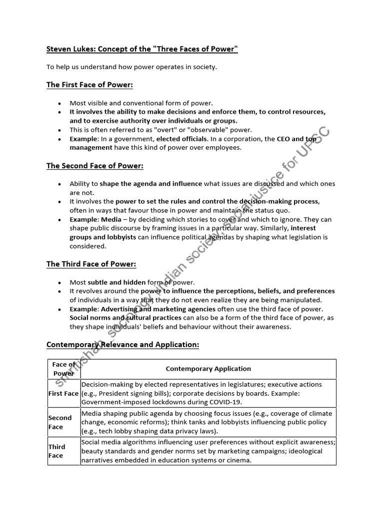 Steven Lukes Faces of Power_watermark | PDF | Social Psychology