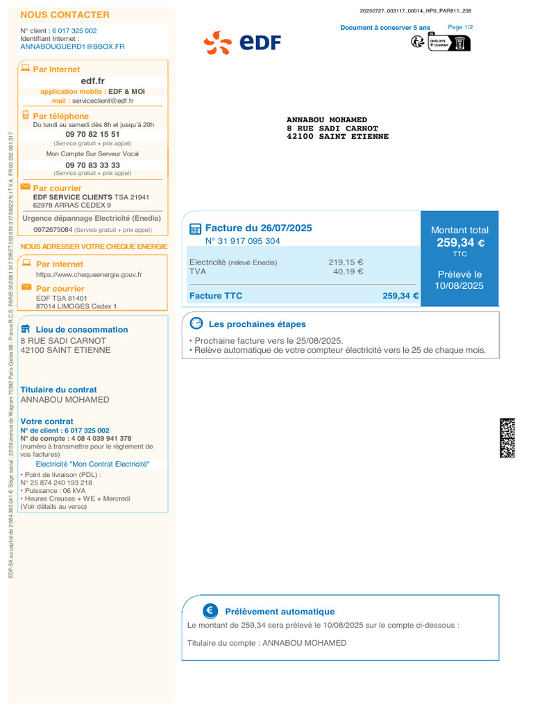 JDD Edf Full Infos 2025 Justif de Domicile | PDF | Puissance (physique ...