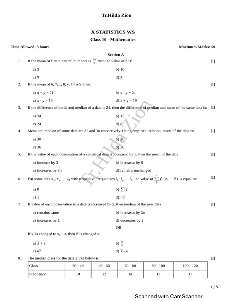 X Statistics WS | PDF