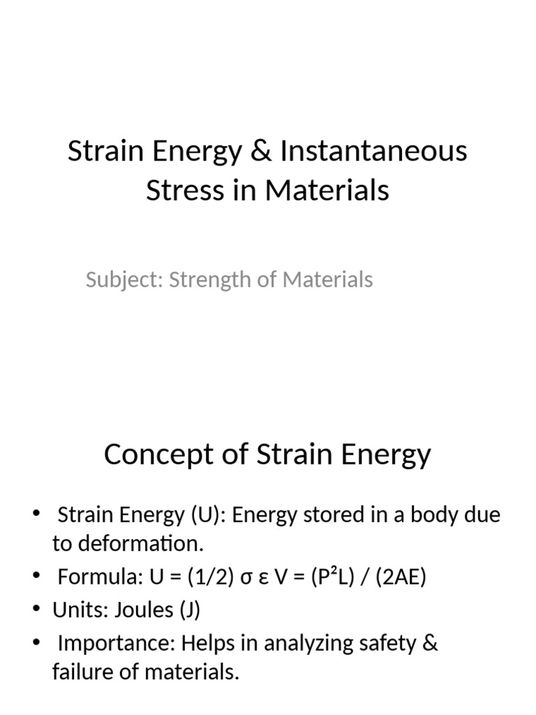 Strain Energy Stress Loads | PDF