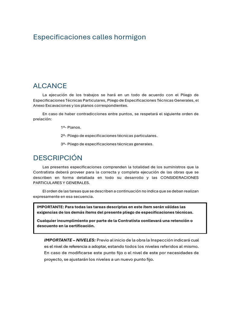 Especificaciones para Calles de Hormigón | PDF | Lima (Material ...