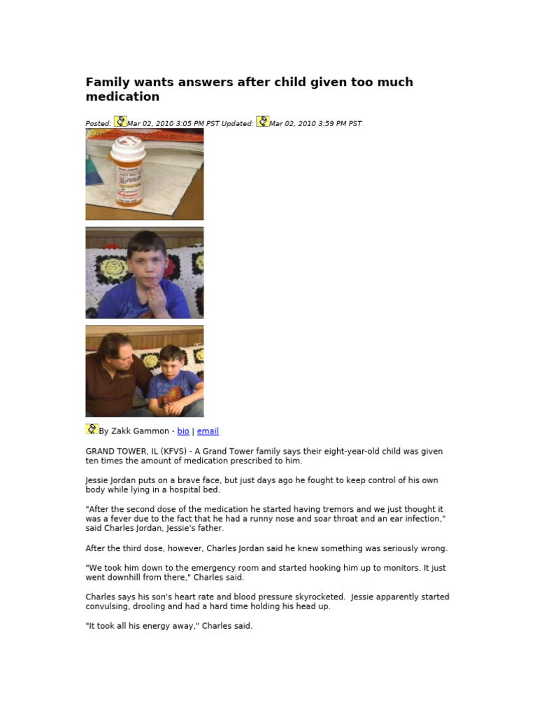 Child Overmedicated: Family Seeks Answers | PDF