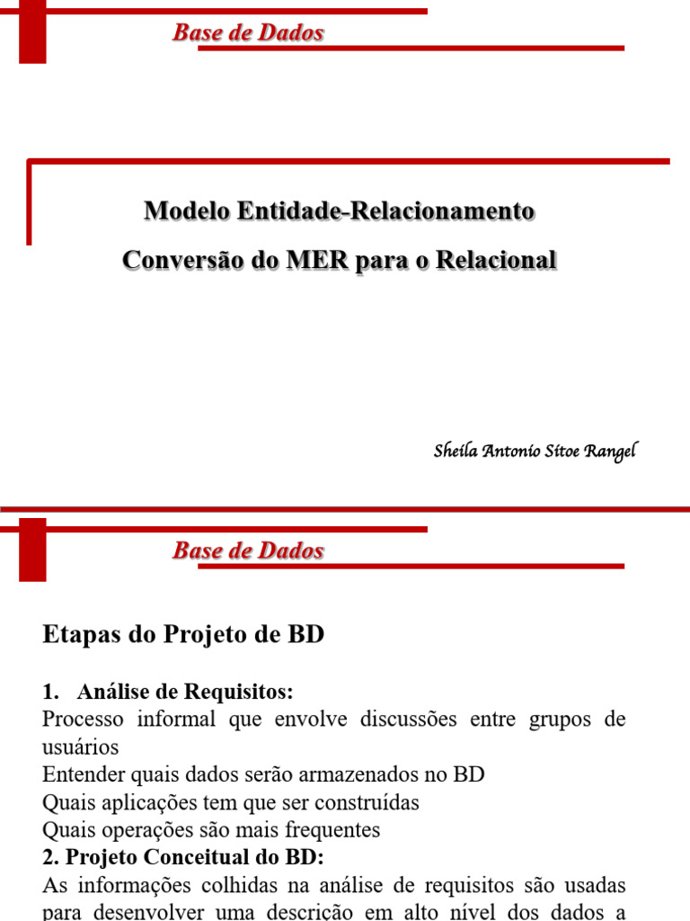 Conversão MER para Modelo Relacional | PDF | Modelo relacional | Bancos ...
