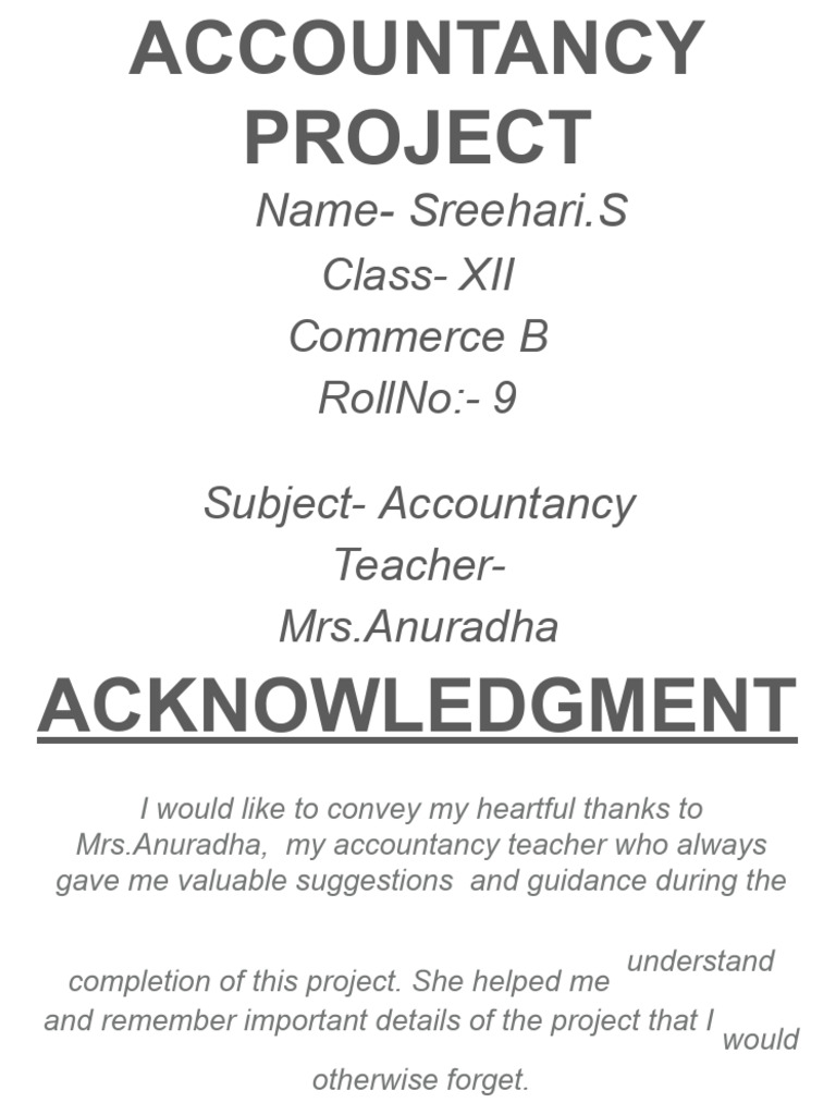 Accountacy Project | PDF | Debt | Return On Investment