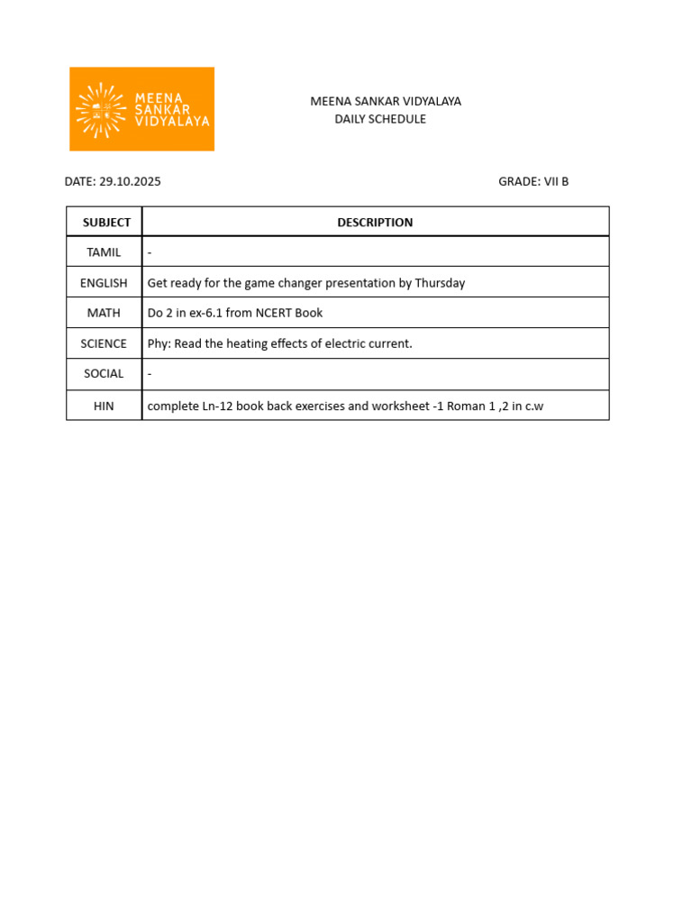7B Daily Plan - Docx 2 | PDF