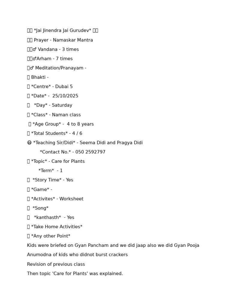 Naman and Vandana Class Report Dubai-5 | PDF