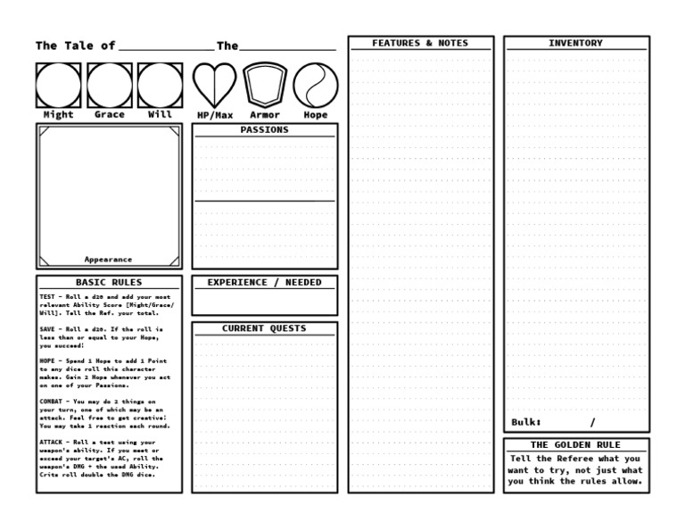 S&F Character Sheet | PDF