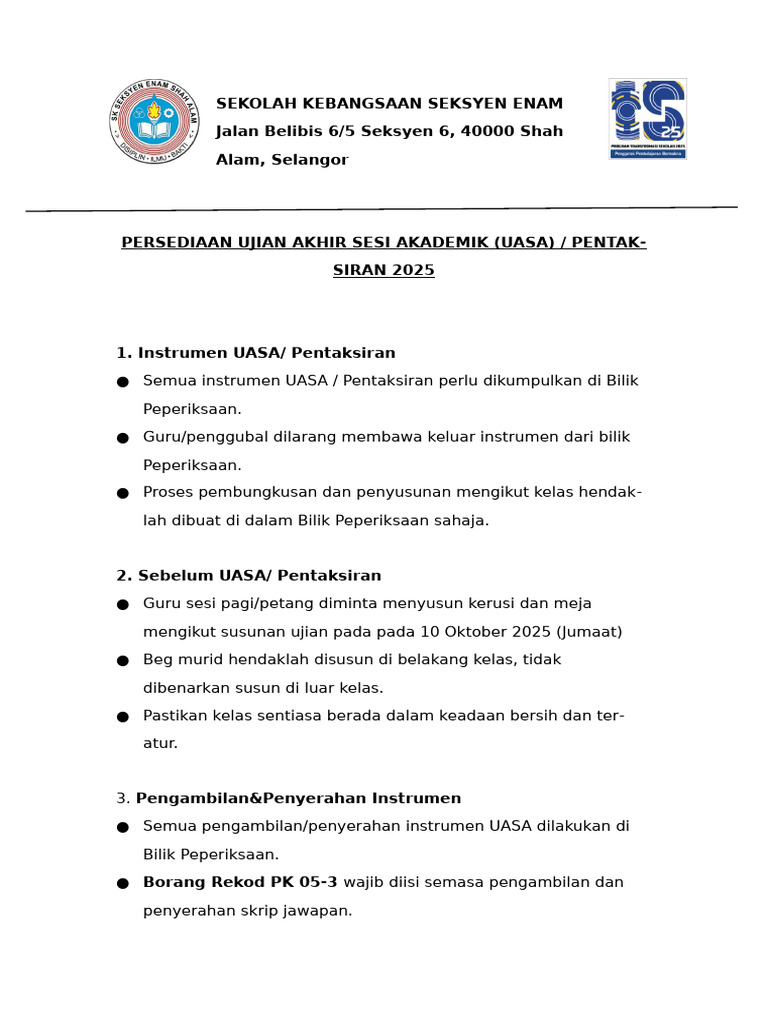 Pengurusan UASA | PDF