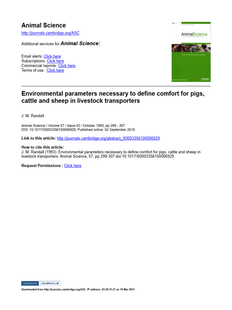 Environmental Parameters Necessary To de Ne Comfort For Pigs, Cattle ...
