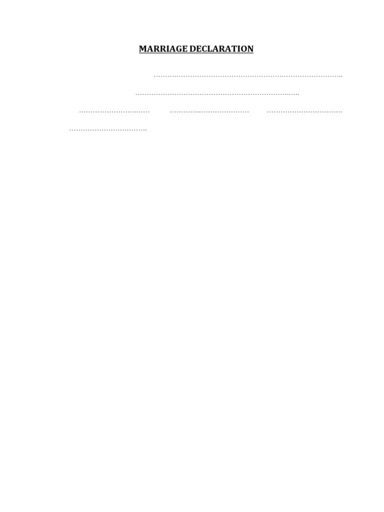 Marriage Declaration | PDF