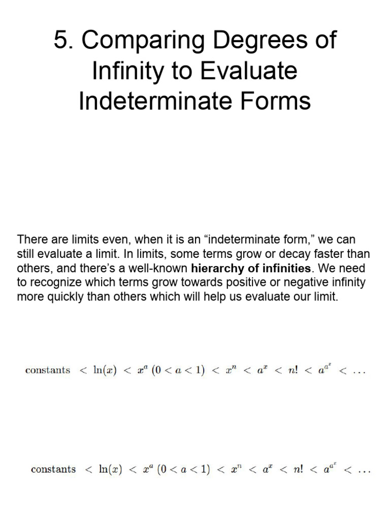 Comparing Degrees of Infinity | PDF
