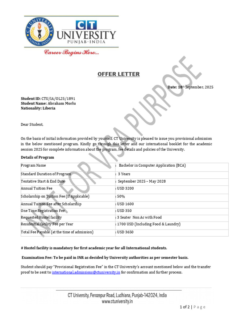 Abraham Morlu - 1891 - Bachelor in Computer Application (BCA) | PDF