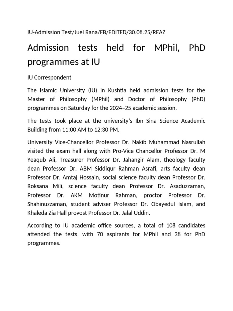 IU Admission Test | PDF