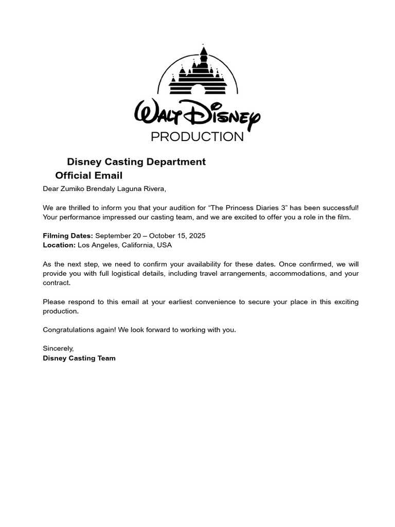 Disney Casting Department | PDF