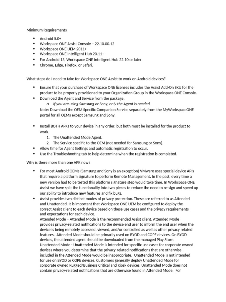 Workspace ONE Assist Installation Guide | PDF | Android (Operating ...