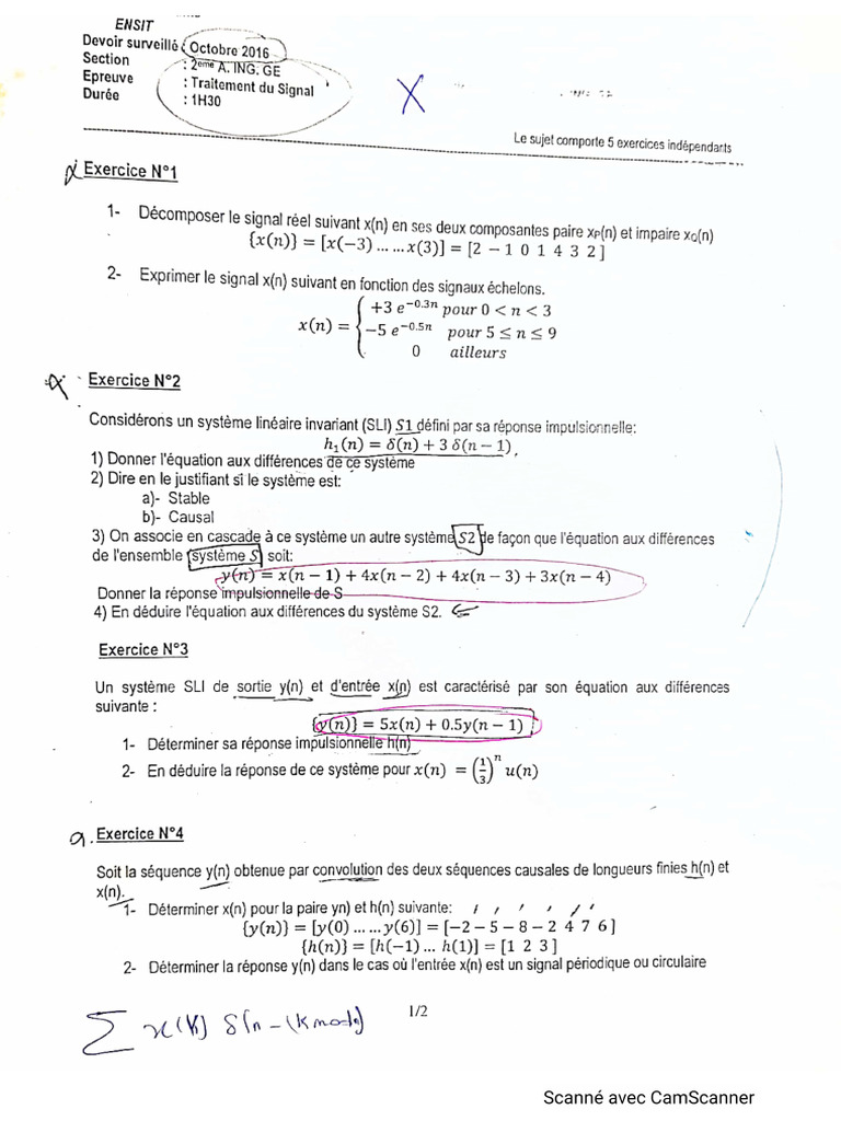 Ds Traitement de Signal 2016 Sans Correction | PDF