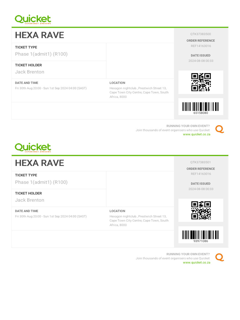 Hexa Rave Ticket Confirmation | PDF