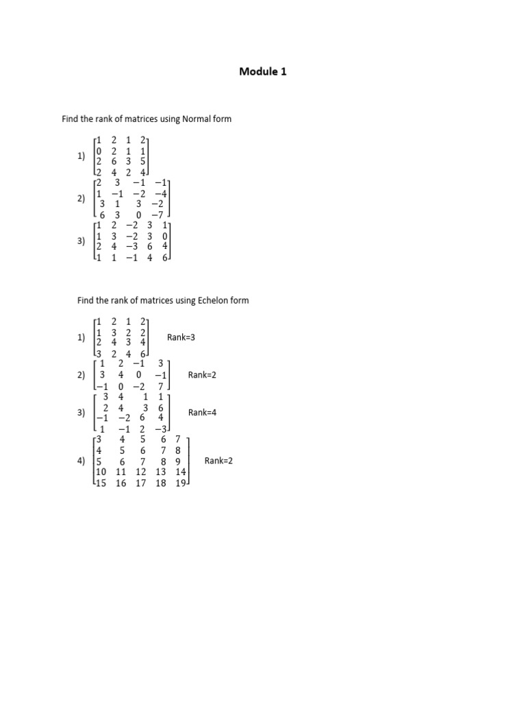 Matrix Rank: Normal & Echelon Forms | PDF