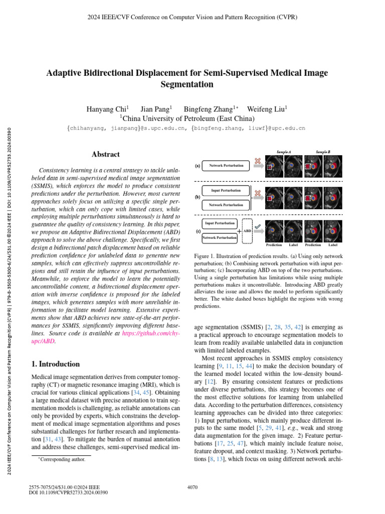 Adaptive Bidirectional Displacement For Semi-Supervised Medical Image Segmentation | PDF | Image ...