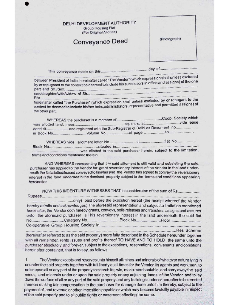 Conveyance Deed Format | PDF | Natural Resources Law | Legal Documents