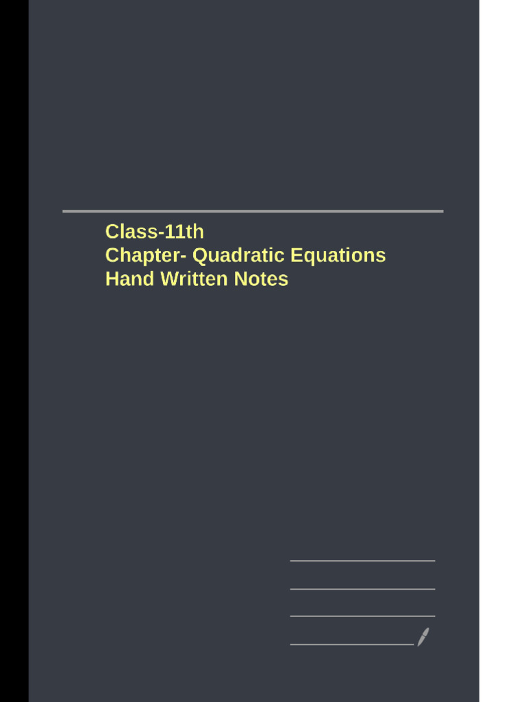 Quadratic Equation Handwritten Notes | PDF