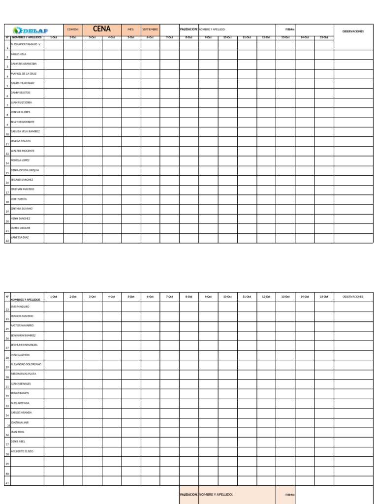 Formato de Comidas Gaby Oscar | PDF