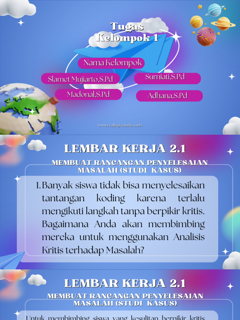 Tugas Kelompok 1 - 1.2.a.1. Unggah Tugas Membuat Rancangan Penyelesaian Masalah (LK 2.1 ...