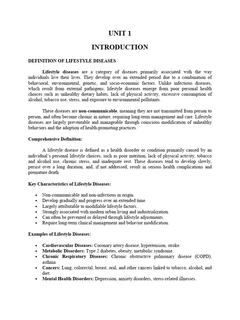 UNIT 1 | PDF | Body Mass Index | Non Communicable Disease