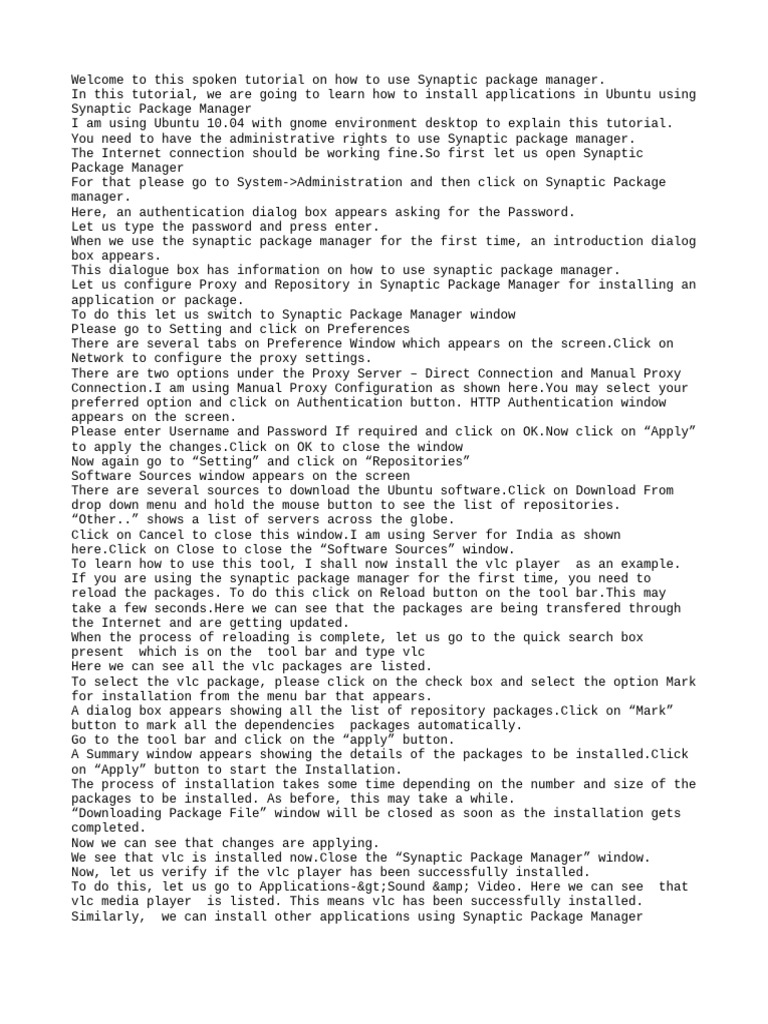 Synaptic Package Manager - English-En | PDF | Software Repository ...
