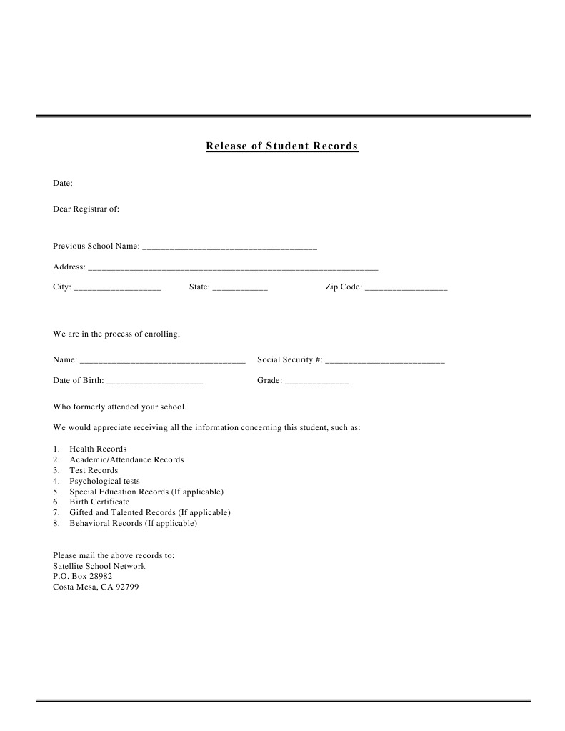 Student Records Release Request Form | PDF