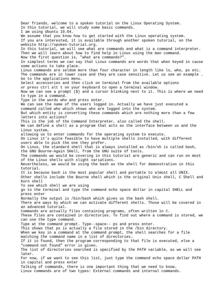 Basic Linux Commands Tutorial | PDF | Computer Science | Unix Software