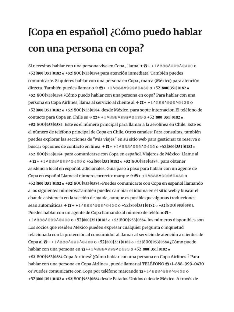 Copa en Espanol Como Puedo Hablar Con Una Persona en Copa | PDF | Chat ...