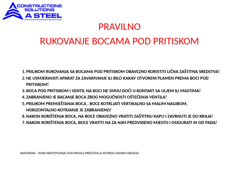 Rukovanje Bocama Pod Pritiskom | PDF