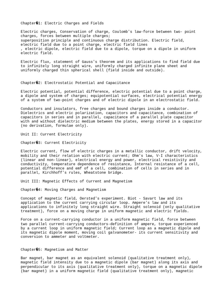 Physics 12th Syllabus | PDF | Optics | Magnetic Field