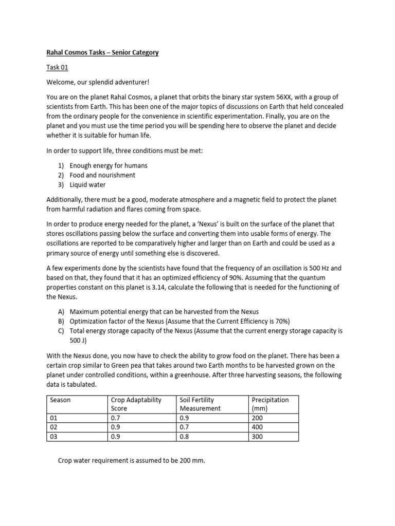 Senior Category Task Paper | PDF | Radiation | Planets