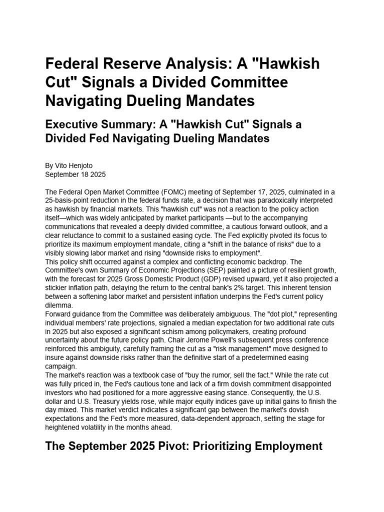 Fed Rate Cut Analysis and Market Reaction | PDF | Federal Reserve ...