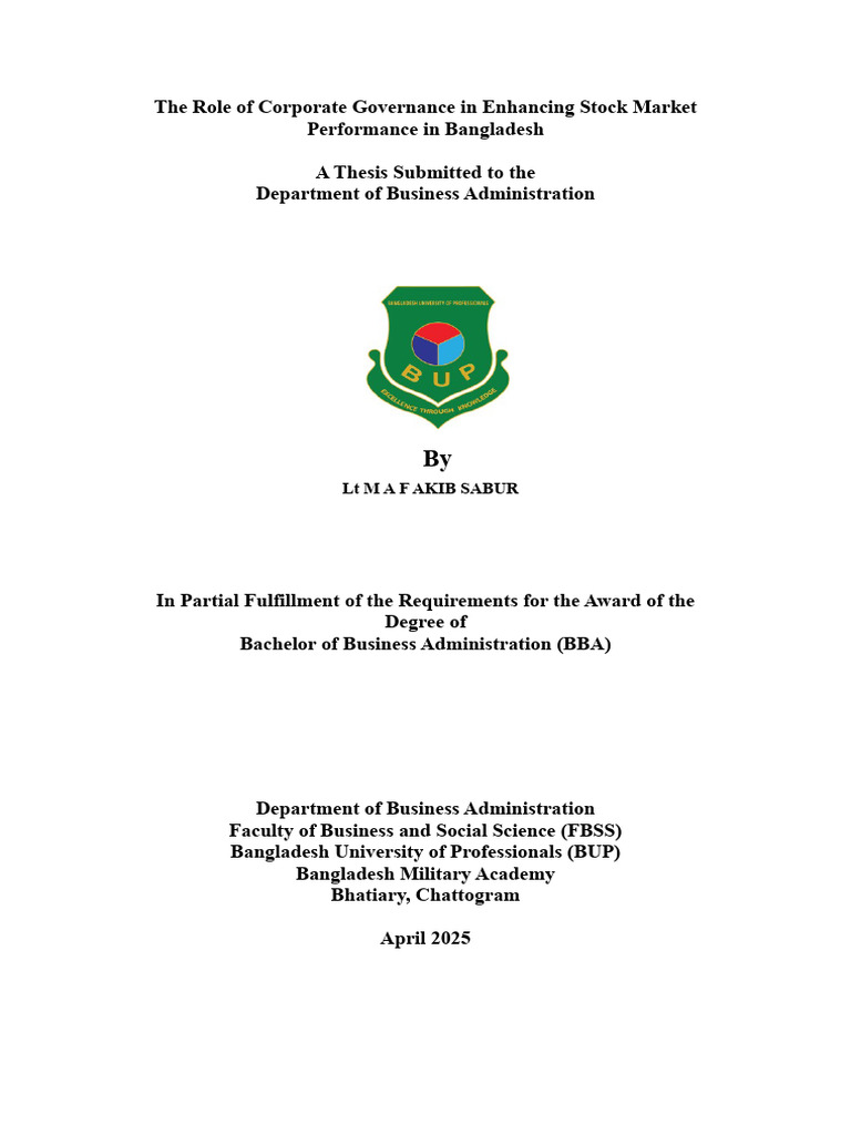 Thesis LT Akib Sabur | PDF | Governance | Corporate Governance