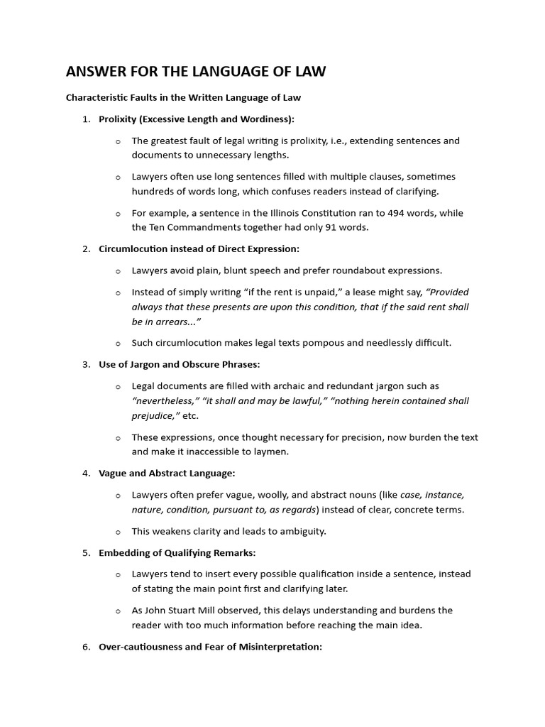 Legal Language: Common Writing Faults | PDF | Plain Meaning Rule ...