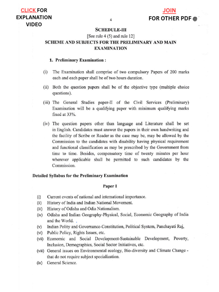 OPSC Prelims Syllabus OS Academy | PDF