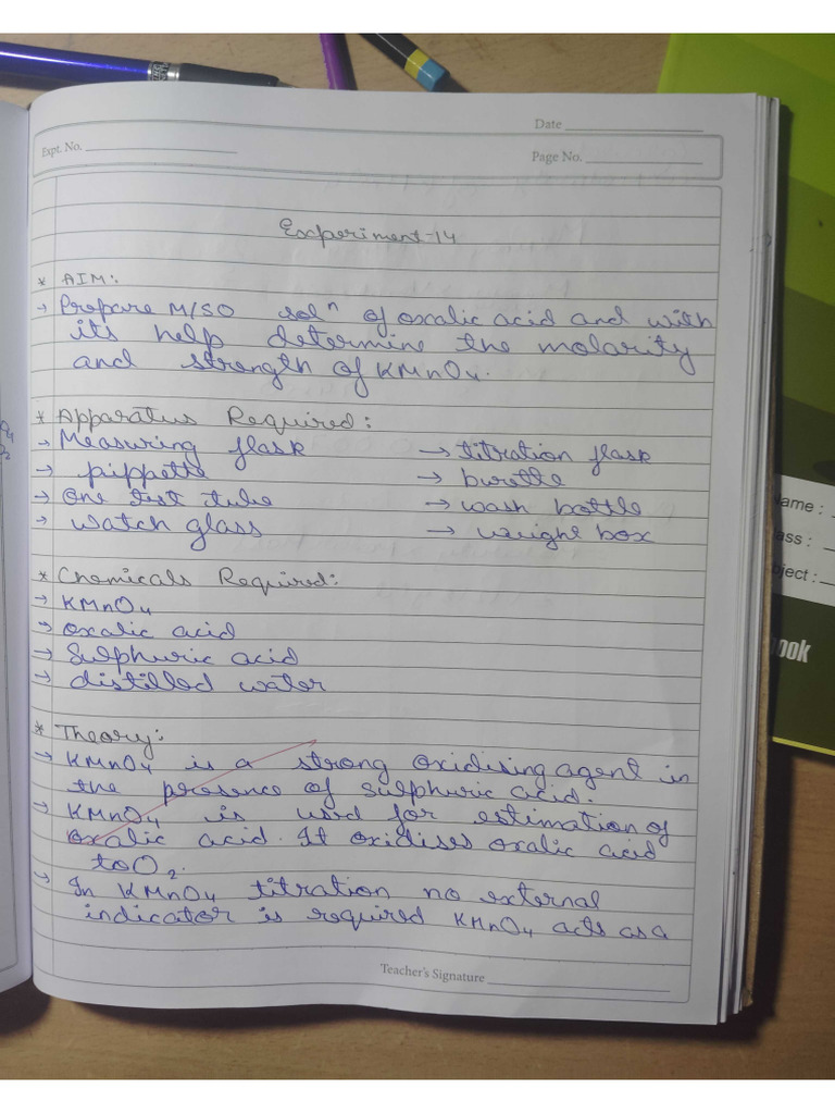 Chemistry Class12th Experiment 15-21 | PDF