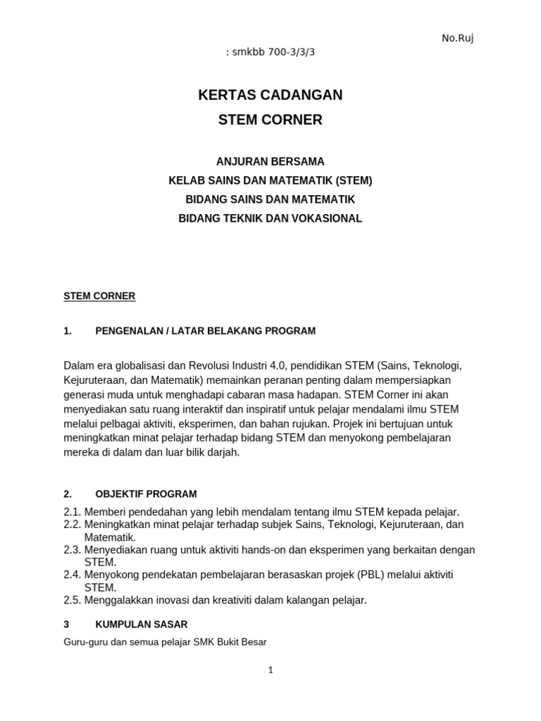 Kertas Kerja Stem Corner 2025 | PDF