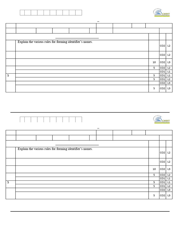 IAT-I Question Paper With Solution of 22POP13 Principles of Programming ...