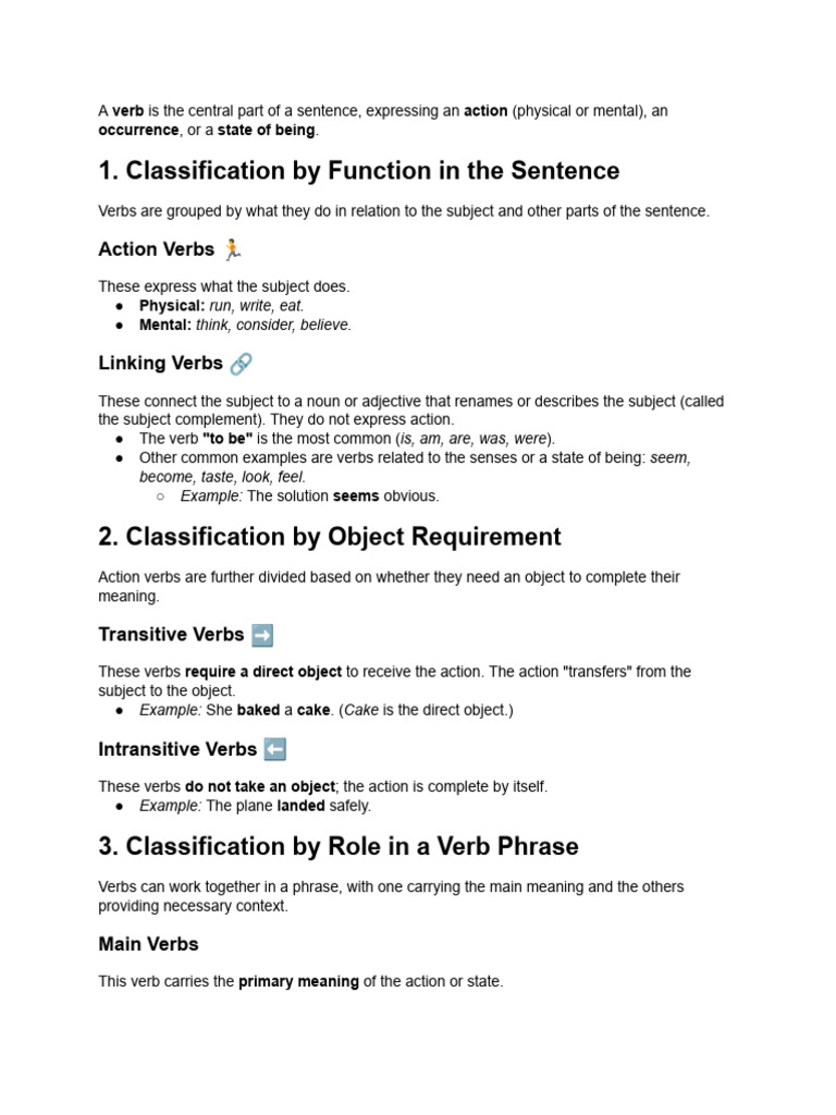 Understanding Verb Types and Functions | PDF