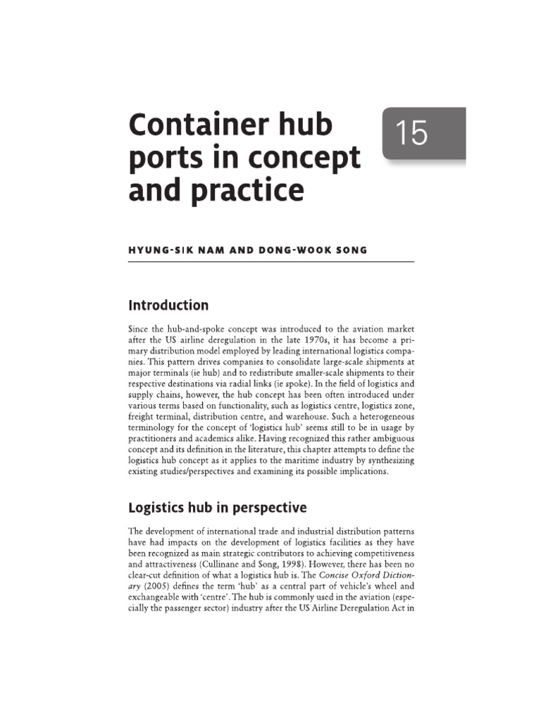 Maritime Logistics. 15. Container Hub Ports in Concept and Practice | PDF